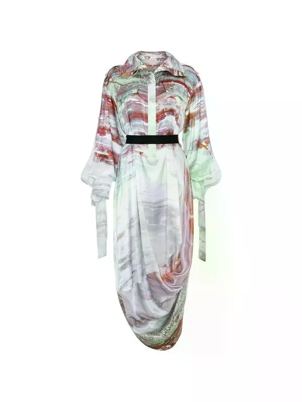 ROKSANDA Catalina Abstract Print Maxi Draped Dress