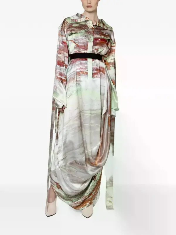 ROKSANDA Catalina Abstract Print Maxi Draped Dress