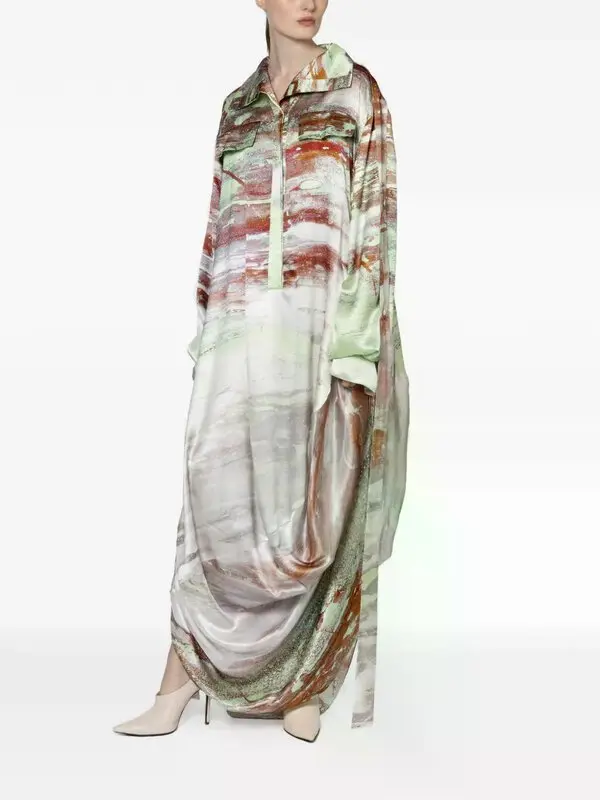 ROKSANDA Catalina Abstract Print Maxi Draped Dress