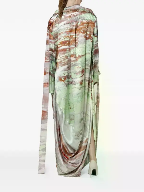 ROKSANDA Catalina Abstract Print Maxi Draped Dress