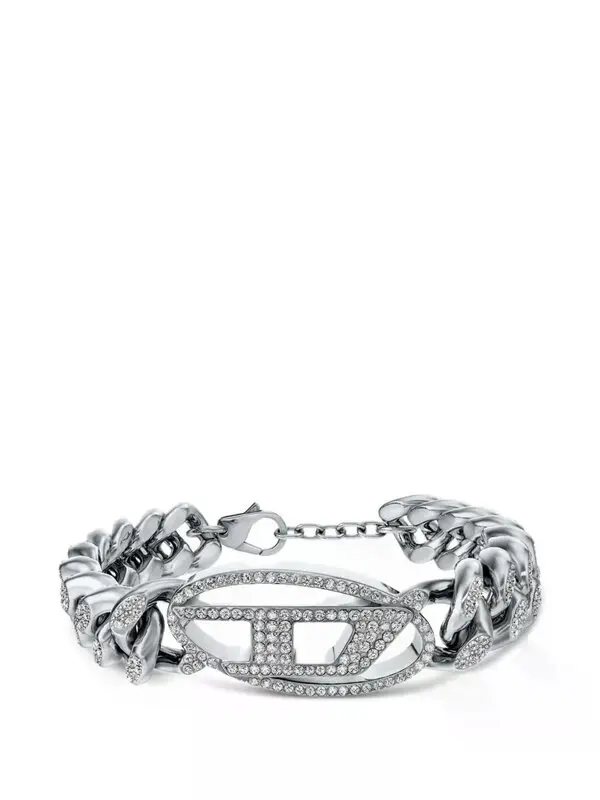 DIESEL® Oval D Crystal-embellished Bracelet - Silver