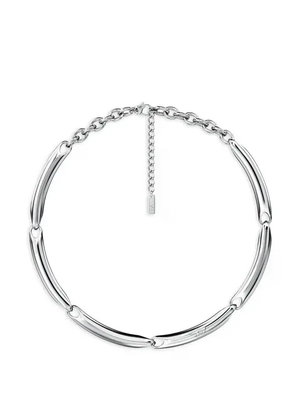 DIESEL® D Logo Bar-link Necklace - Silver