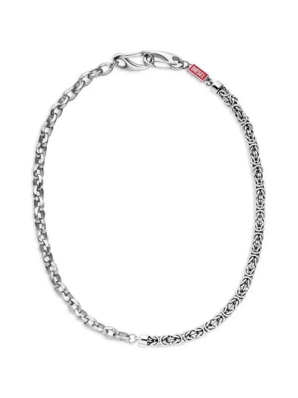 DIESEL® Multi-link Logo-tag Necklace - Silver