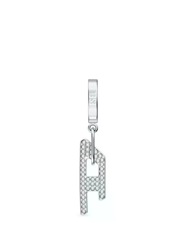 DIESEL® D Logo Drop Earrings - Silver