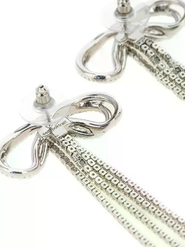 SELF-PORTRAIT Crystal Embellished Bow Drop Earrings