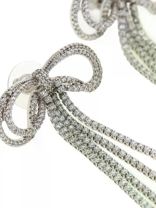 SELF-PORTRAIT Crystal Embellished Bow Drop Earrings
