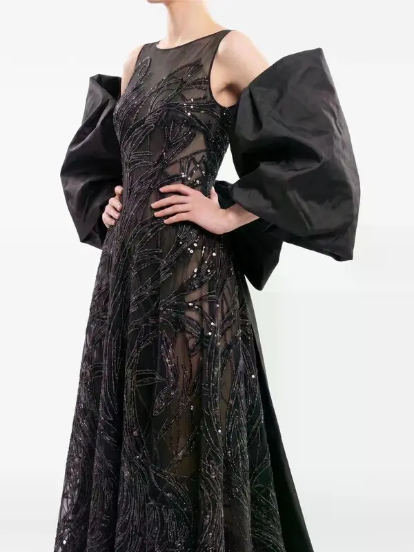 SAIID KOBEISY Oversized Bow Cape - Black