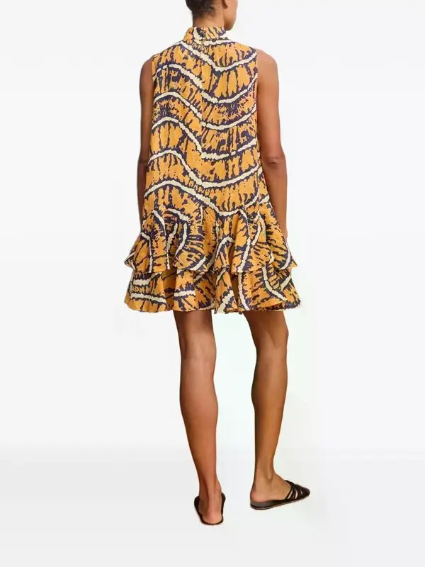 ALEMAIS Alemas Tiered Ruffle Abstract Print Mini Dress