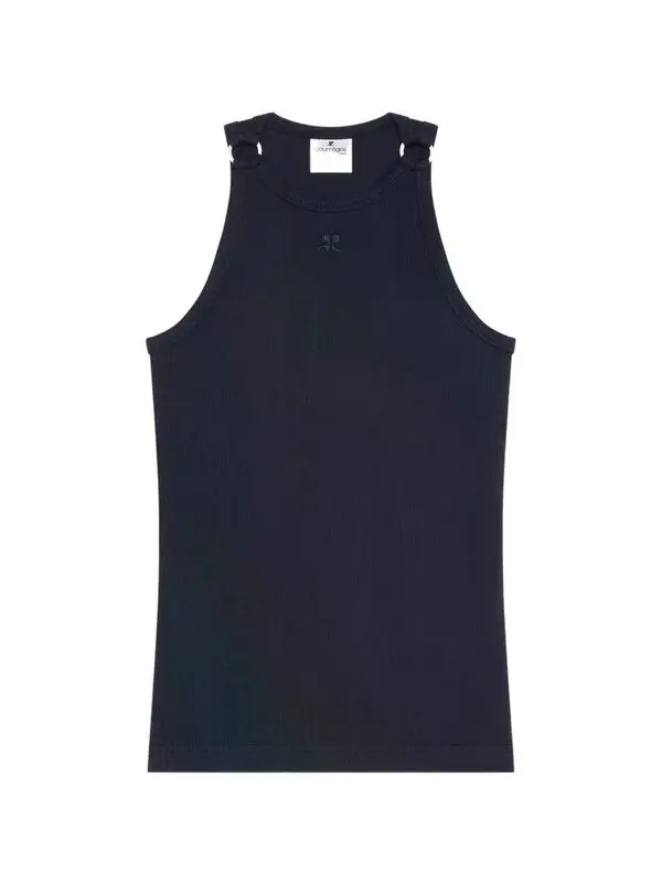 COURREGES Ribbed Tank Top With Buckle Detail