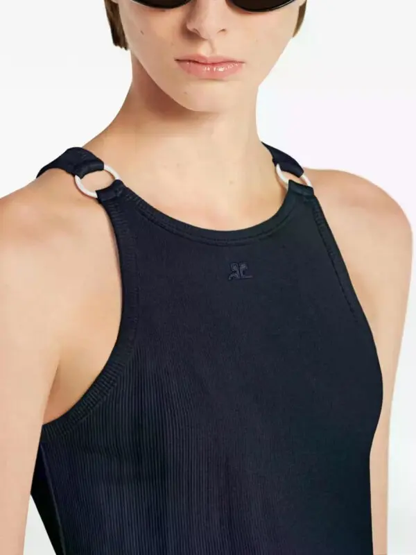 COURREGES Ribbed Tank Top With Buckle Detail