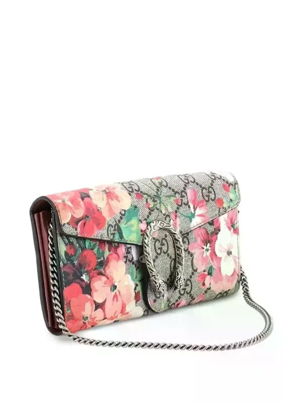 Gucci Blooms Print Gg Coated Canvas Dionysus Chain Wallet - Brown