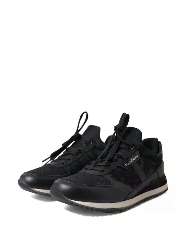 Dolce & Gabbana Leather Lace Overlay Floral Pattern Sneakers