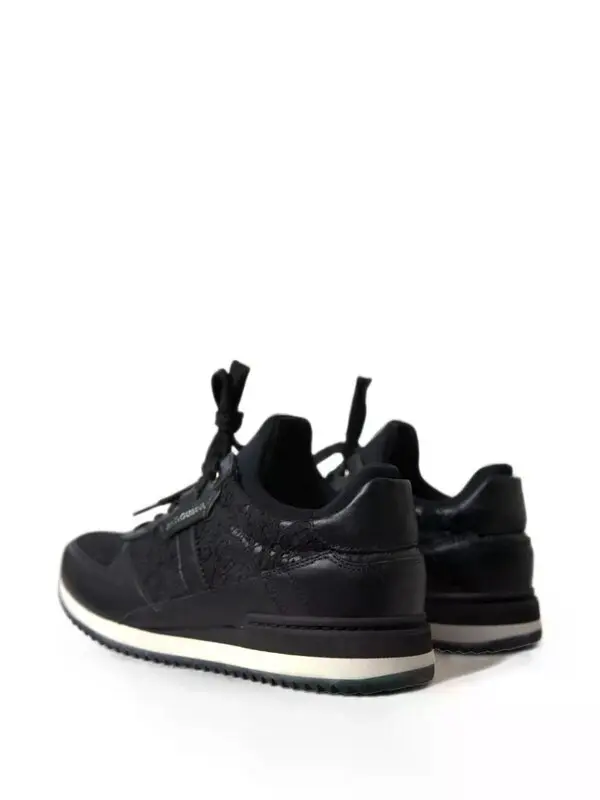 Dolce & Gabbana Leather Lace Overlay Floral Pattern Sneakers