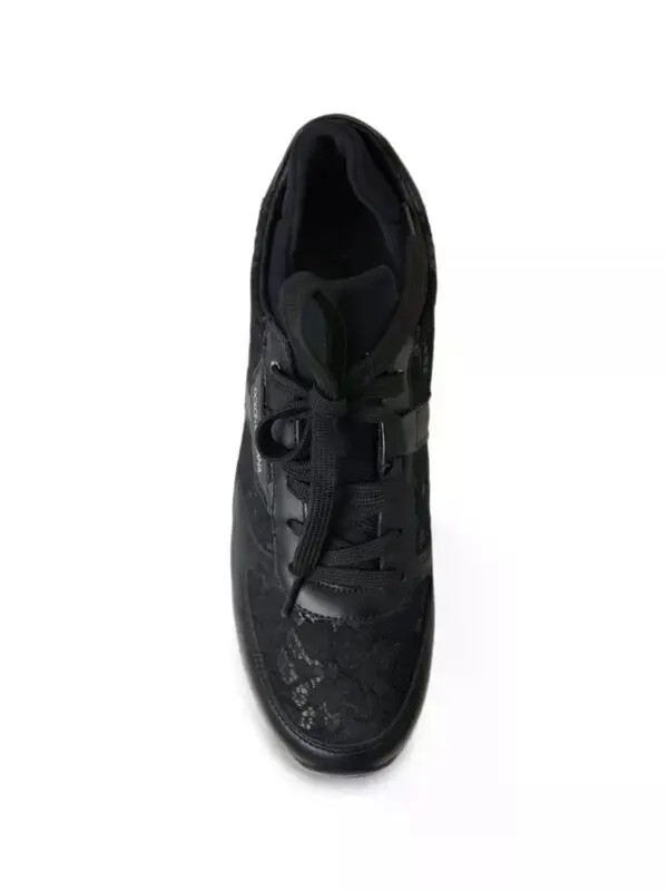 Dolce & Gabbana Leather Lace Overlay Floral Pattern Sneakers