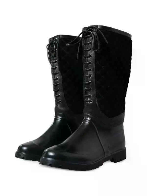 Dolce & Gabbana Chioggia Quilted Suede Lace-up Boots