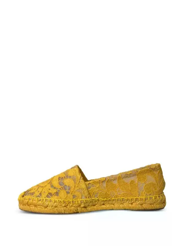 Dolce & Gabbana Floral Lace Espadrilles - Yellow