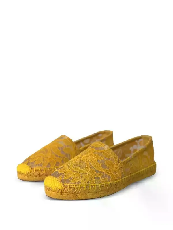 Dolce & Gabbana Floral Lace Espadrilles - Yellow