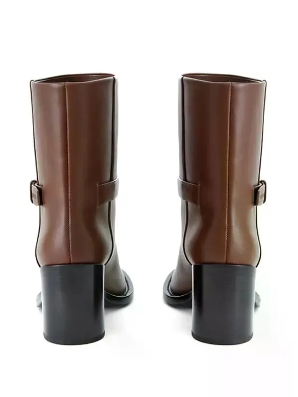 Burberry Buckle-detail Leather Ankle Boots
