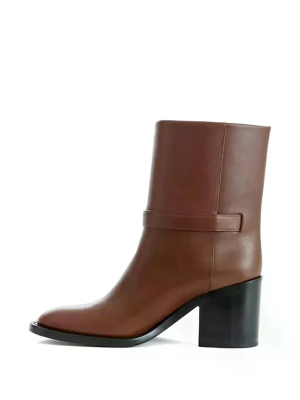 Burberry Buckle-detail Leather Ankle Boots
