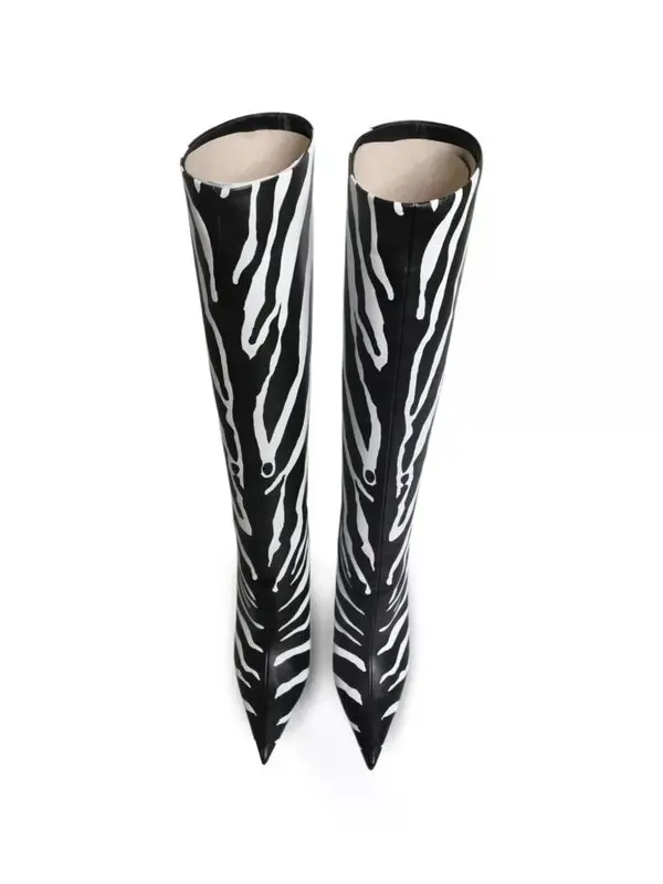 Dolce & Gabbana Zebra-print Leather Knee-high Stiletto Boots