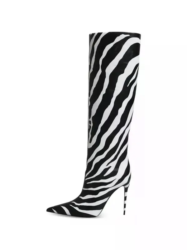 Dolce & Gabbana Zebra-print Leather Knee-high Stiletto Boots