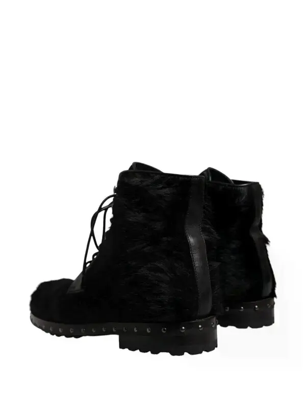 Dolce & Gabbana Stud-trimmed Haircalf Lace-up Boots