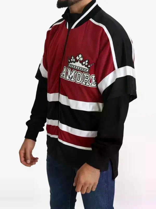 Dolce & Gabbana Colorblocked Mesh Zip-up Sweater