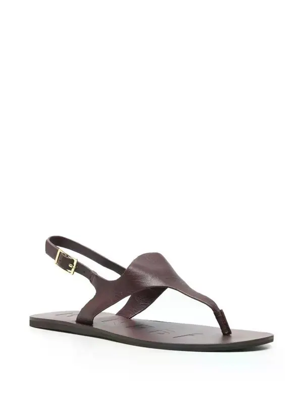 Manebí Burgundy Leather Slingback Strap Buckle Flat Sandals