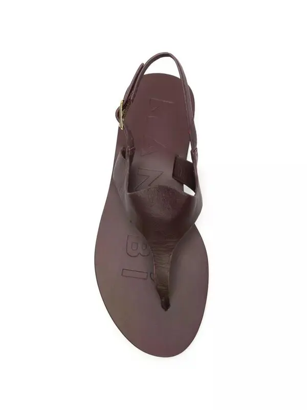 Manebí Burgundy Leather Slingback Strap Buckle Flat Sandals