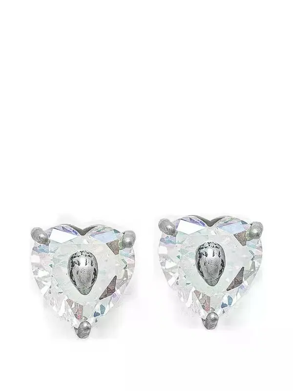 Kurt Geiger Eagle Head Heart Crystal Earrings - Silver