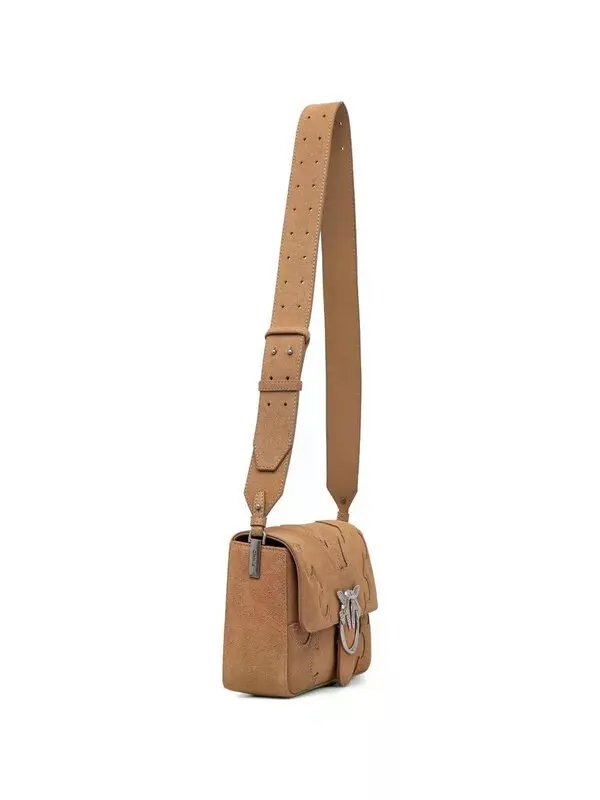 Pinko Suede Shoulder Bag With Love Birds Clasp