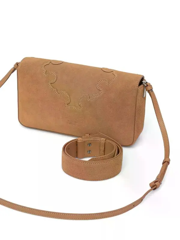 Pinko Suede Shoulder Bag With Love Birds Clasp