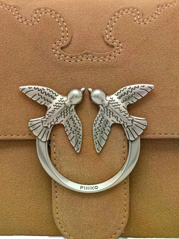 Pinko Suede Shoulder Bag With Love Birds Clasp