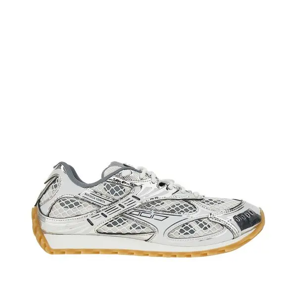 Bottega Veneta Orbit Sneakers With Metallized Leather-effect Details - Silver