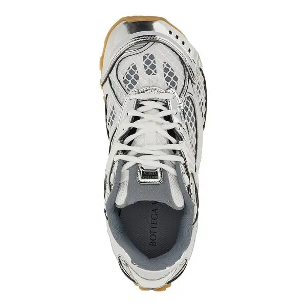 Bottega Veneta Orbit Sneakers With Metallized Leather-effect Details - Silver