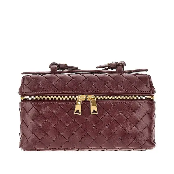 Bottega Veneta Intrecciato Leather Vanity Case Bag - Red