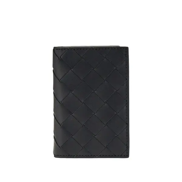 Bottega Veneta Intrecciato Leather Card Holder - Black