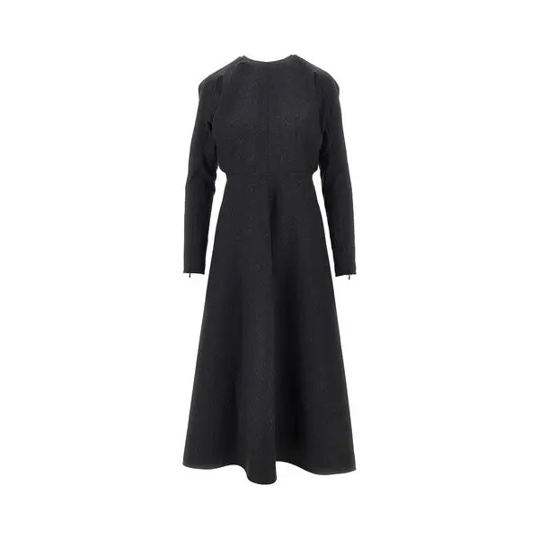 Victoria Beckham Wool Dolman Midi Dress - Grey