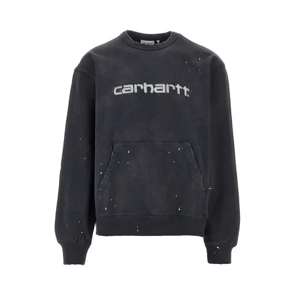 Carhartt Work In Progress Destroy" Paint Spot Crewneck Sweatshirt - Black