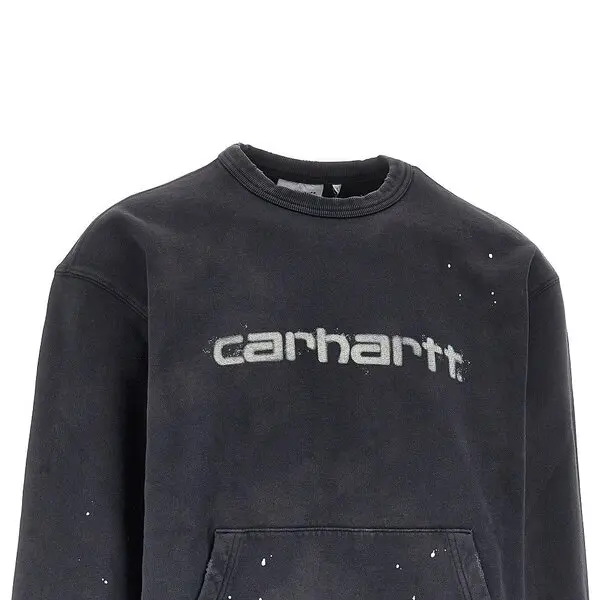 Carhartt Work In Progress Destroy" Paint Spot Crewneck Sweatshirt - Black