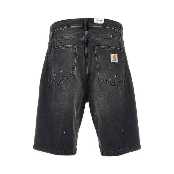 Carhartt Work In Progress Landon Denim Shorts With Worn Effect Wash - Black