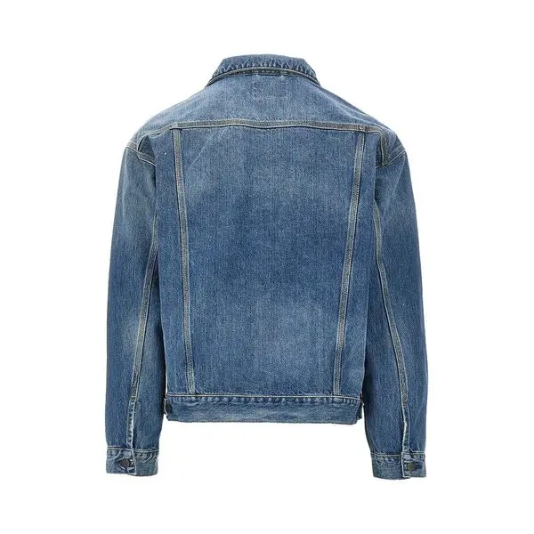 Carhartt Work In Progress Helton Denim Jacket With Distressed Finish And Paint Spots