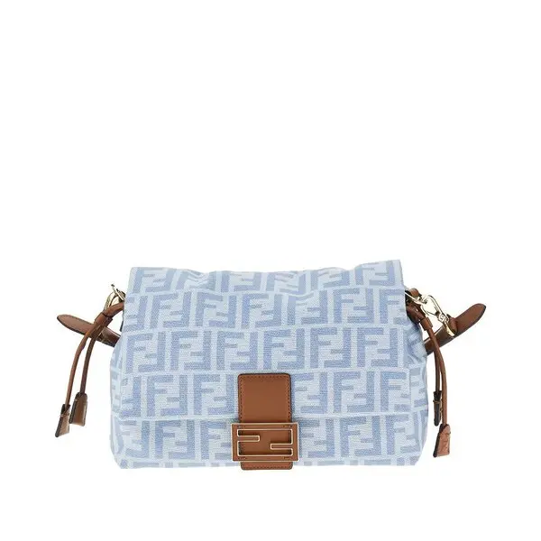 Fendi Mamma Baguette" Denim Ff Motif Bag - Blue
