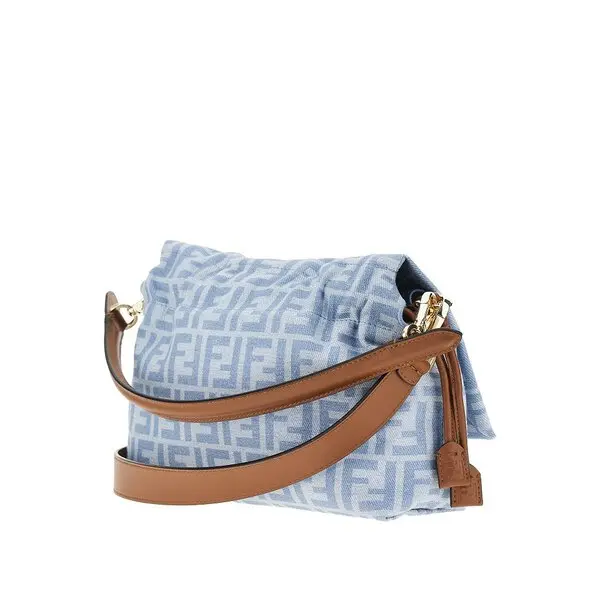 Fendi Mamma Baguette" Denim Ff Motif Bag - Blue