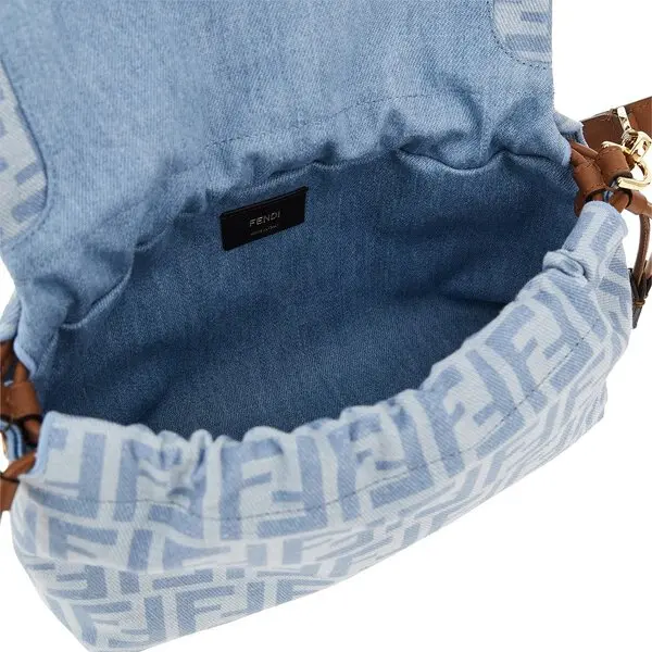 Fendi Mamma Baguette" Denim Ff Motif Bag - Blue