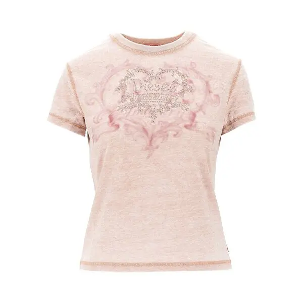 DIESEL® Embellished Burnout Effect T-shirt - Pink