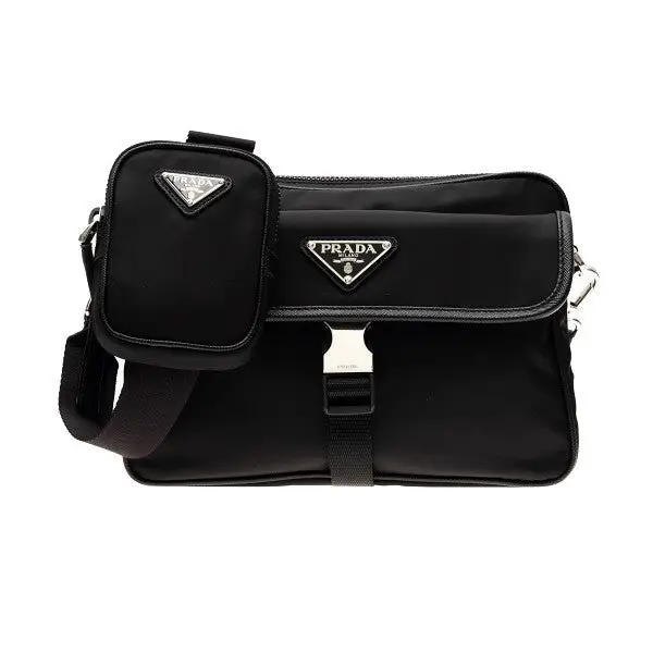 Prada Re-nylon Crossbody Bag With Saffiano Leather Trimming - Black