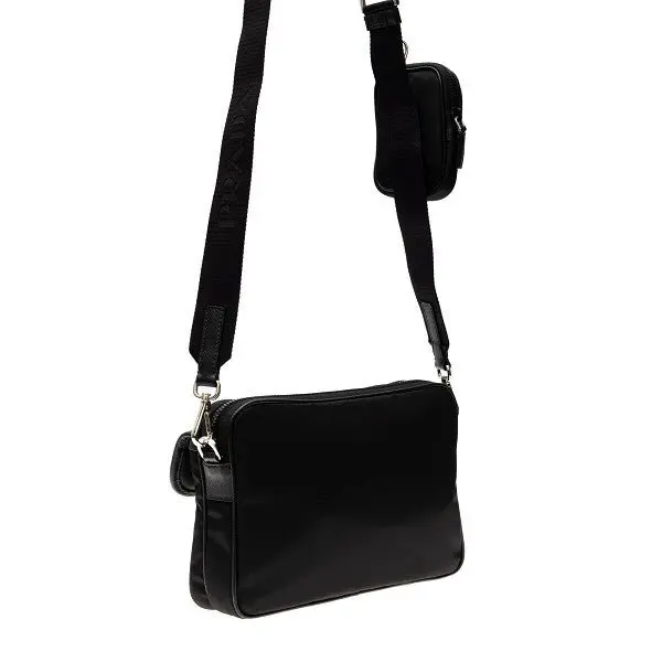Prada Re-nylon Crossbody Bag With Saffiano Leather Trimming - Black