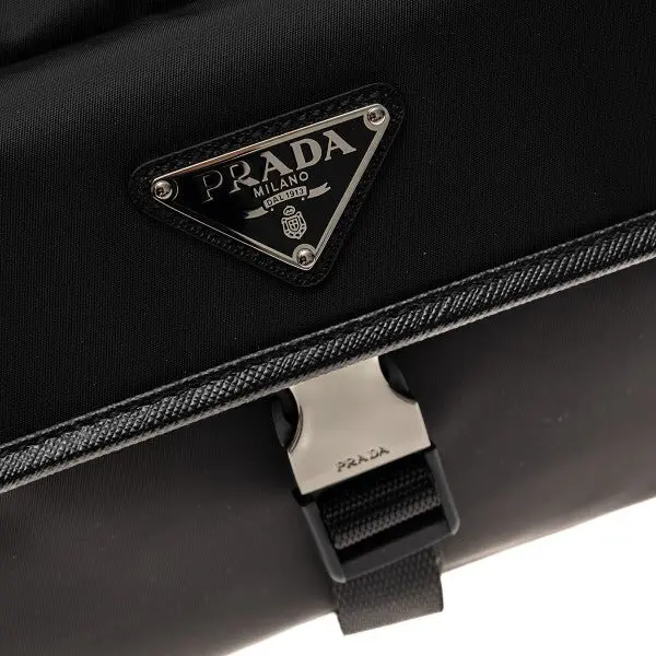 Prada Re-nylon Crossbody Bag With Saffiano Leather Trimming - Black