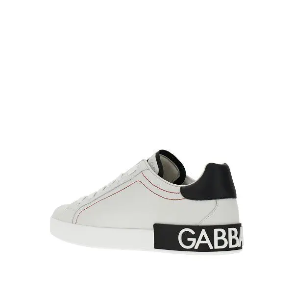 Dolce & Gabbana Portofino Leather Sneakers With Contrast Stitching